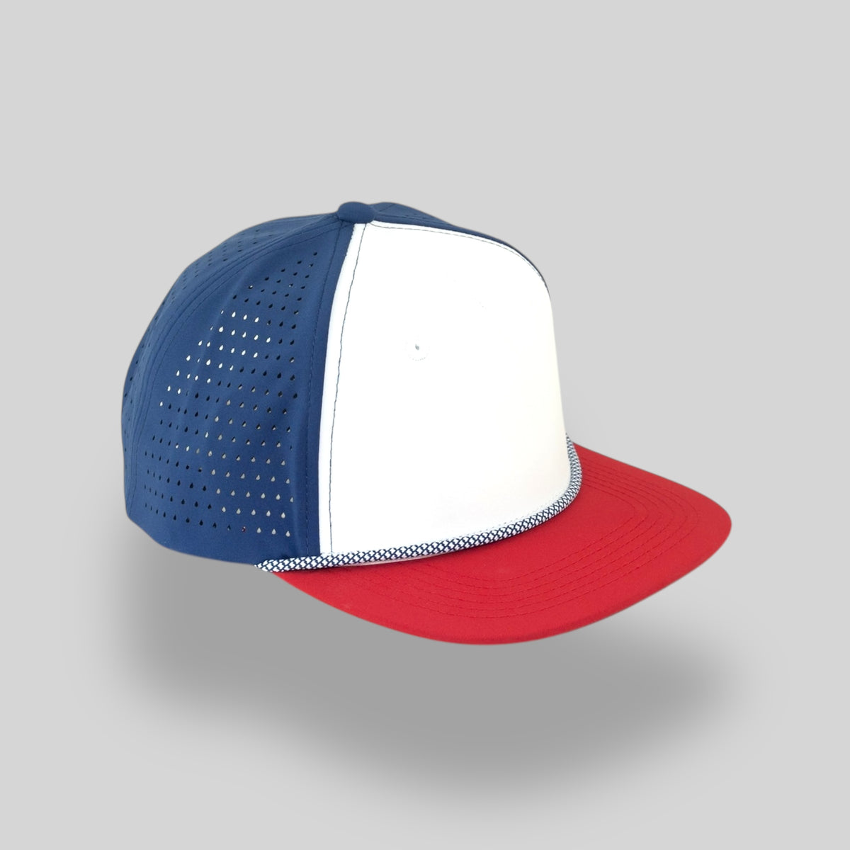 Perforated Structured Red-White-Blue / Navy-White Rope – Blank Rope Hats