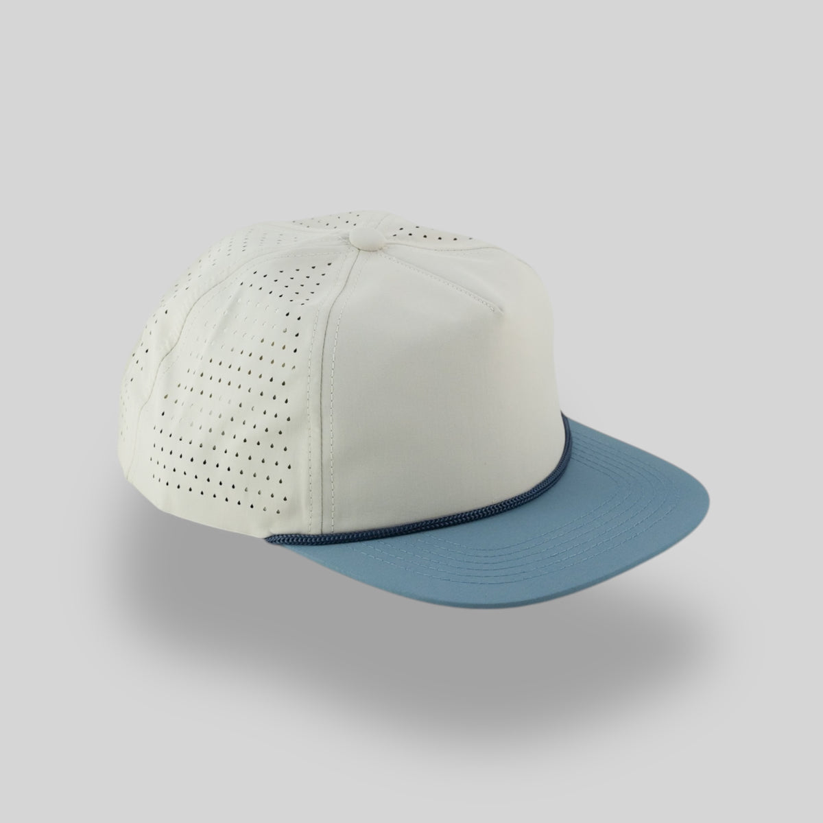 Perforated Bone-Steel Blue / Navy Rope – Blank Rope Hats